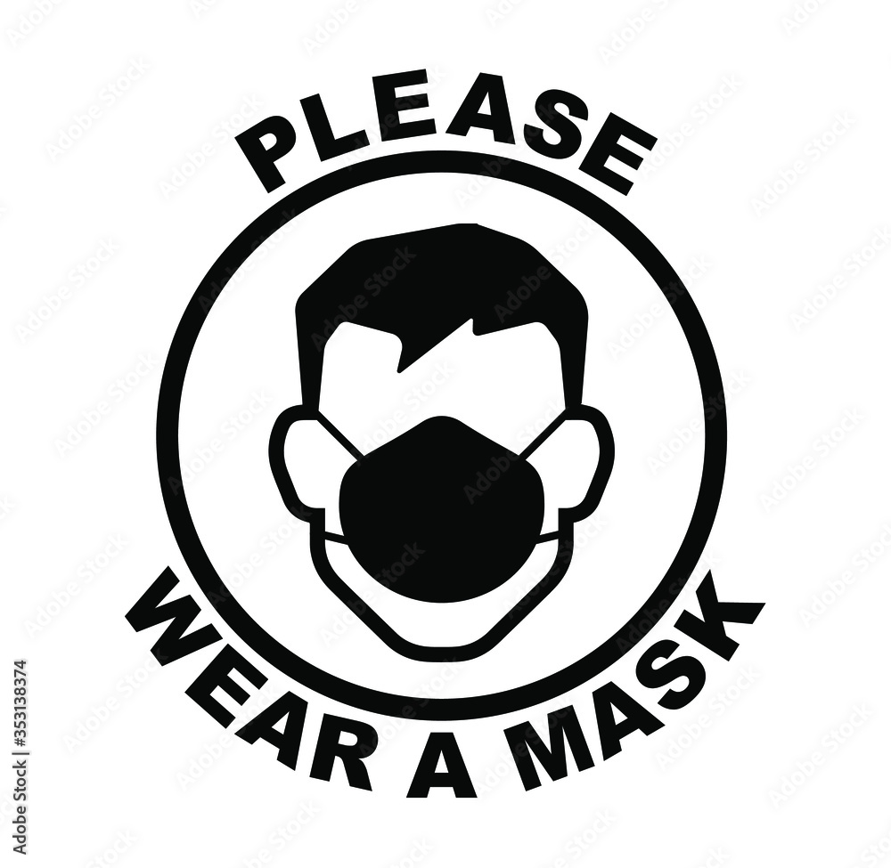 please wear a mask sign vector Stock Vector | Adobe Stock