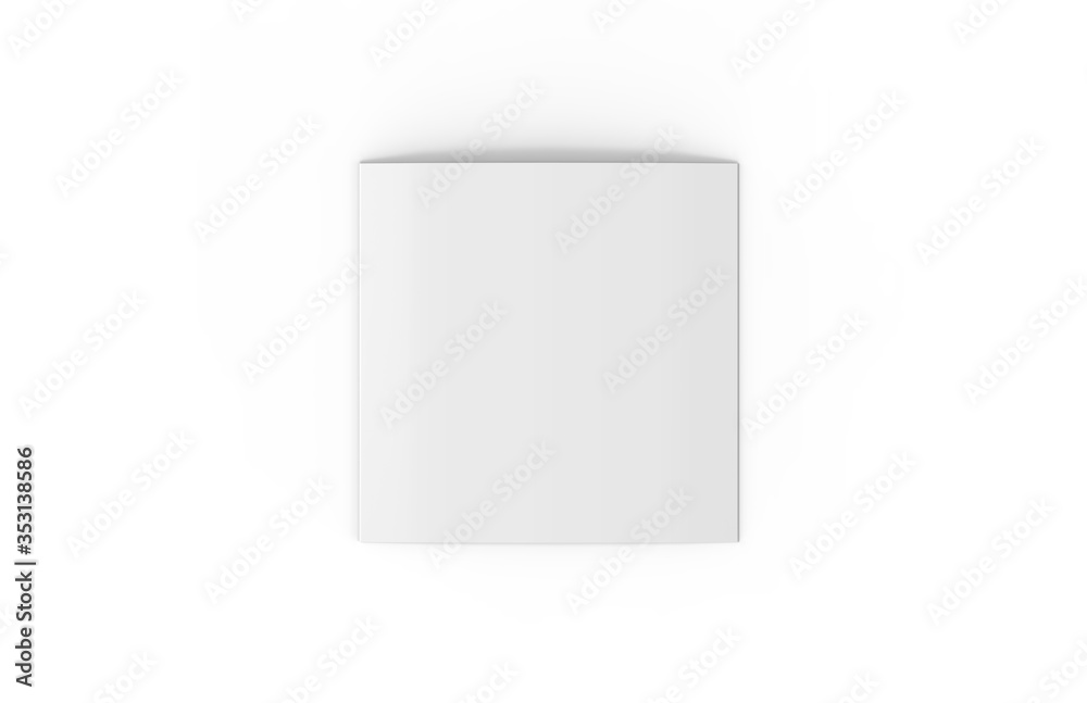 Blank white empty square tri fold catalogue, brochure flyer, changeable ...