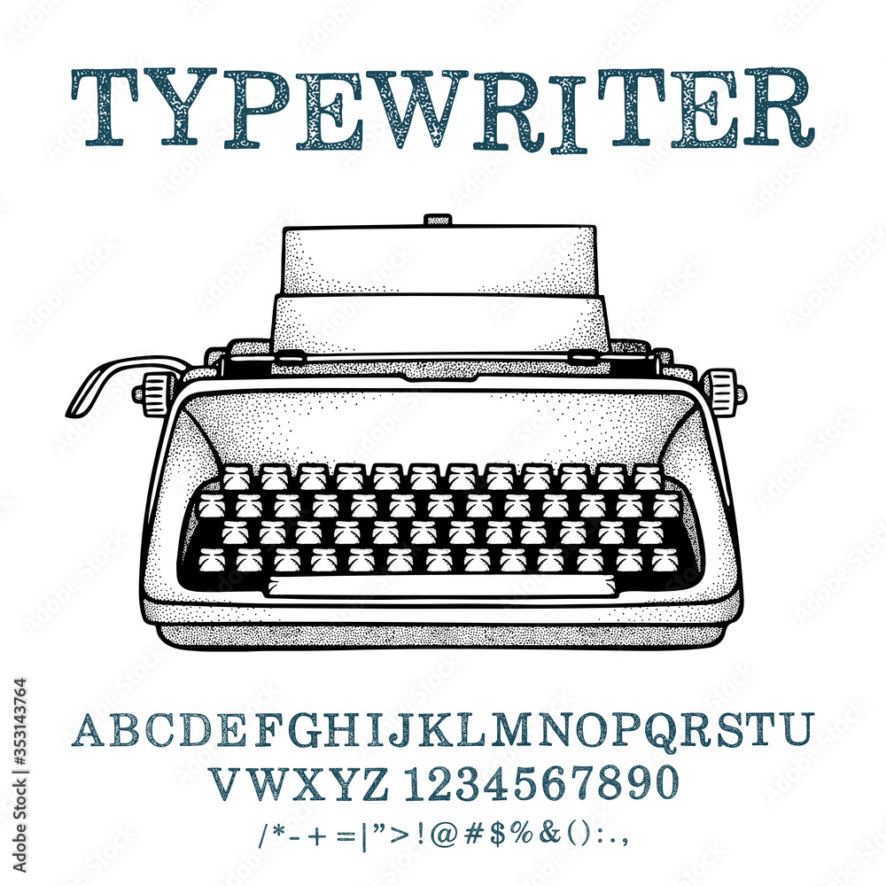 Typewriter. Hand drawn vintage typewriter vector illustration and ...