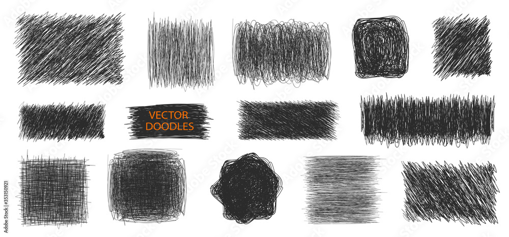 Doodle shapes vector set. Pen sketches. Drawn shapes, backdrops and ...
