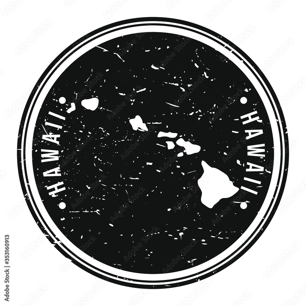 Hawaii USA Map Symbol Round Design Stamp Travel and Business Stock ...