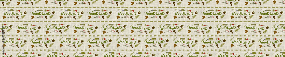 Seamless woodland fruits of the forest vector border pattern. Hand ...