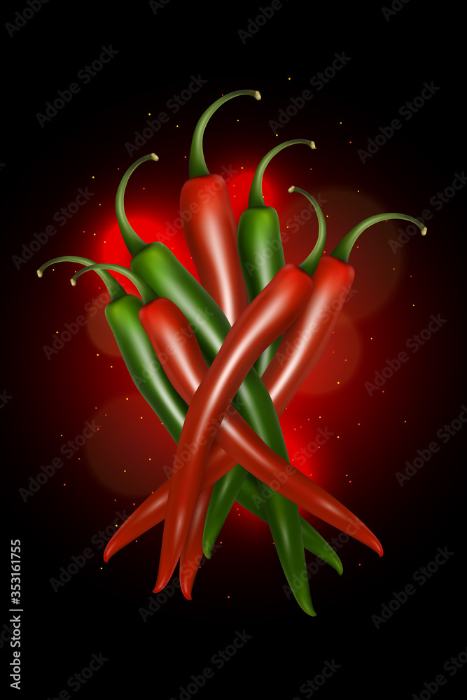 Chili pepper poster. Hot sause. Hot peppersbackground. Seasoning and ...