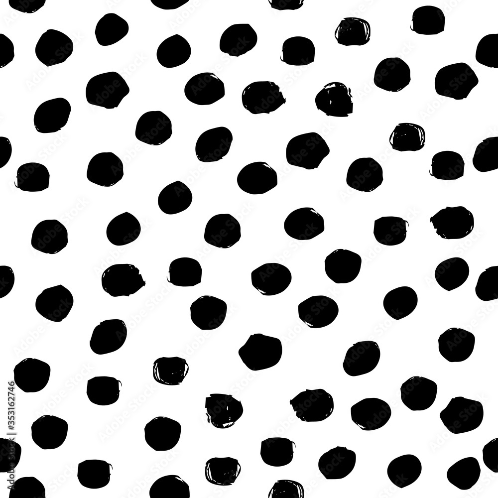 Simple seamless pattern with dots hand drawn elements vector. There is ...