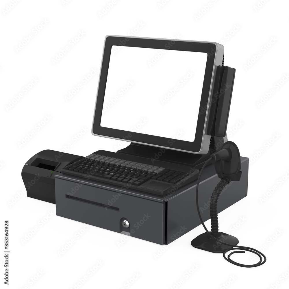 Point Of Sale System with Blank Screen Monitor Isolated Stock ...