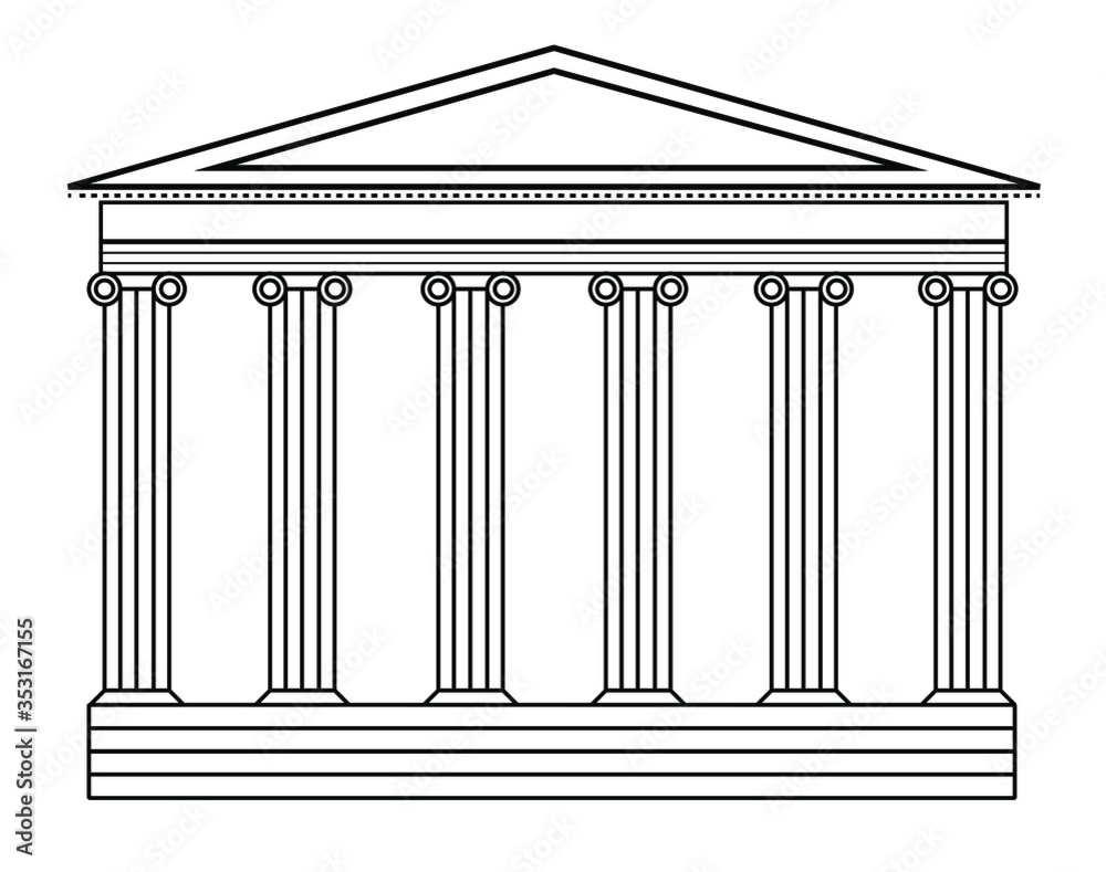 Graphic Ancient Greek Building With Columns Stock Vector Adobe Stock