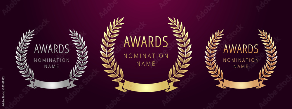 Awards logotype set. Isolated abstract graphic design template. First ...