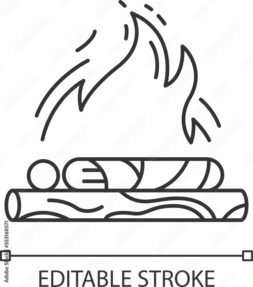 Hindu funeral ceremony pixel perfect linear icon.Indian customs ...