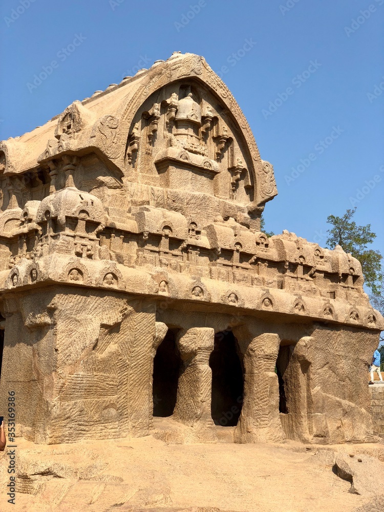 Bhima Ratha in Pancha Rathas complex at Mahabalipuram, Tamil nadu ...