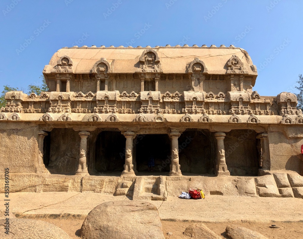 Bhima Ratha in Pancha Rathas complex at Mahabalipuram, Tamil nadu ...