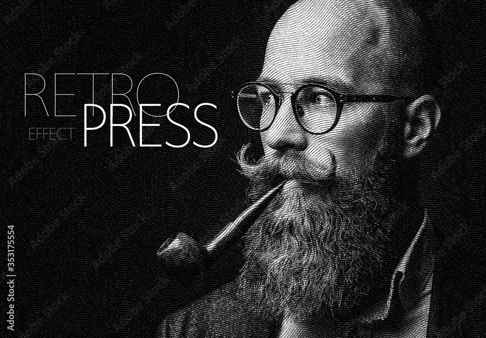 Retro Press Effect Mockup Stock Template | Adobe Stock