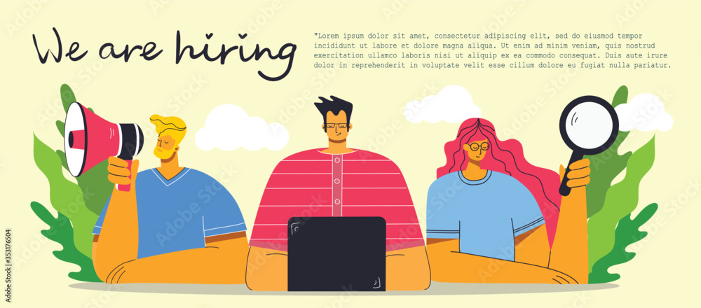 Hiring agency concept illustration in modern flat and clean design. Men ...