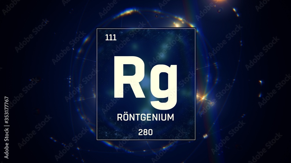 3D illustration of Roentgenium as Element 111 of the Periodic Table ...