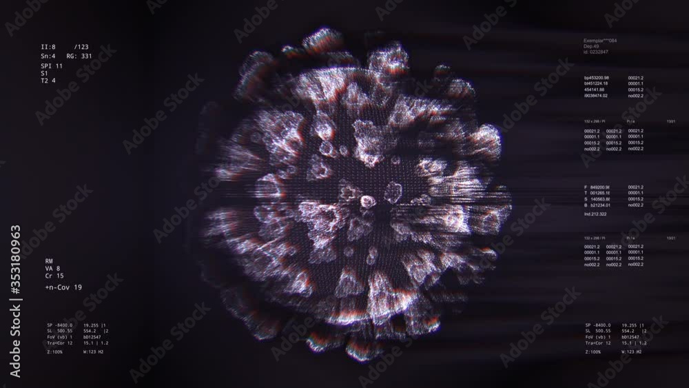 3D Corona Virus structure motion. Genome analyzing or research ...