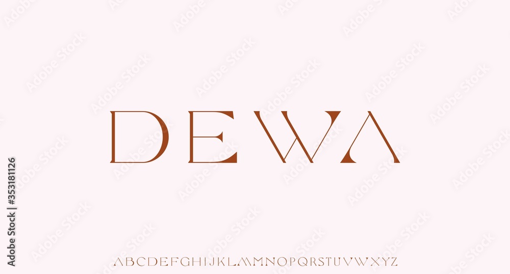 DEWA, LUXURIOUS AND GLAMOUR THIN LINE SERIF TYPEFACE Stock Vector ...