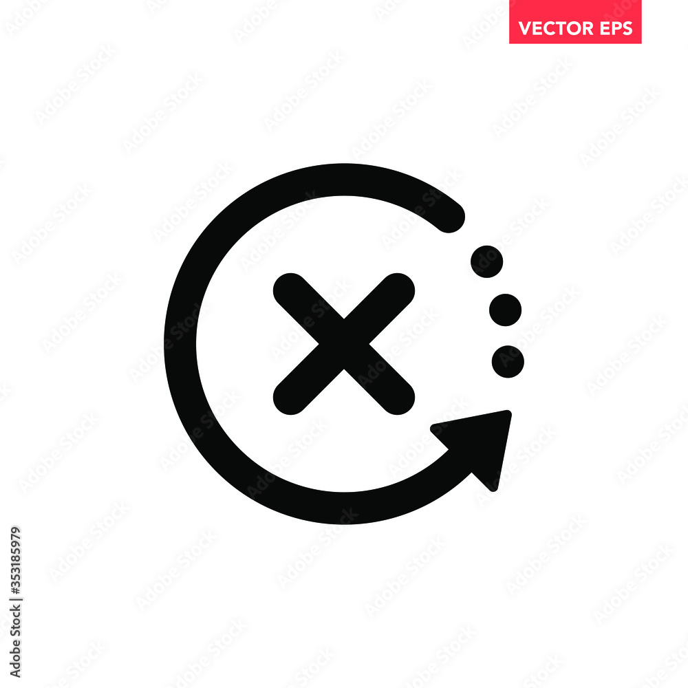 Black round check sync unapproved icon, simple cycle rotating arrows ...