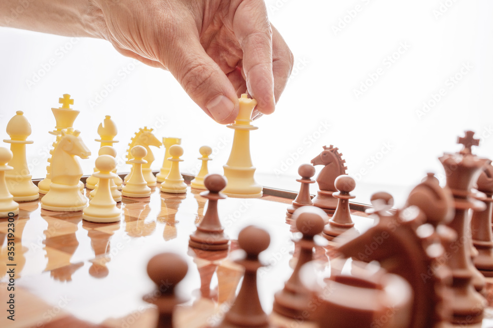 Image of hand playing ches. Hand start a chess game. World Chess Day ...