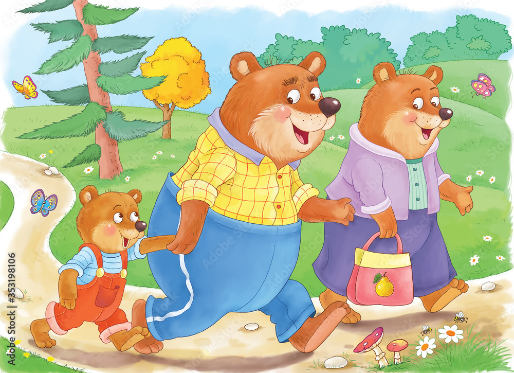 Goldilocks and the three bears. Fairy tale. Illustration for children ...