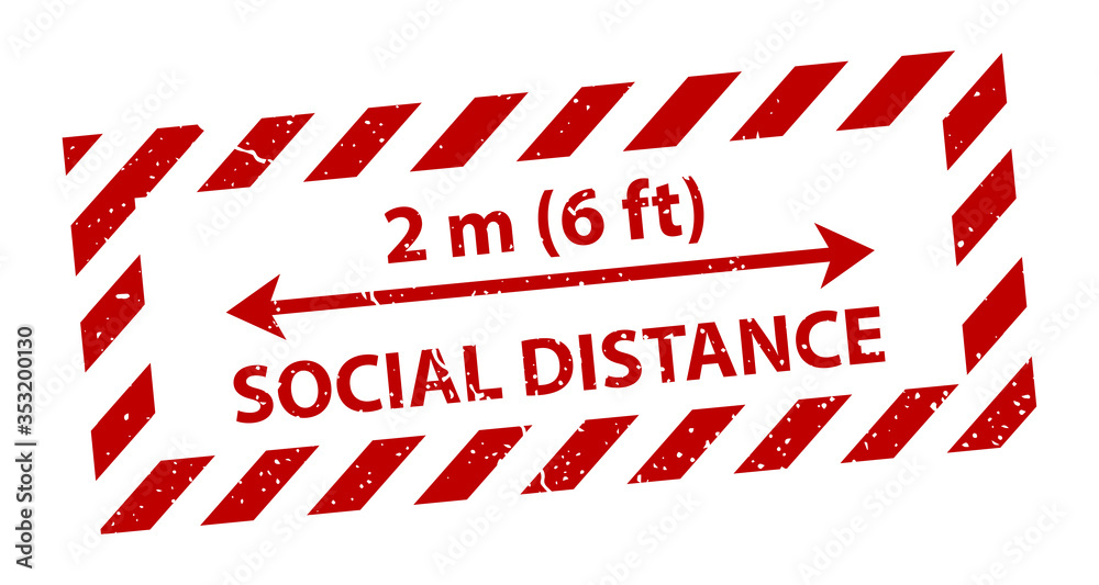 Social Distance rule red rubber seal stamp on white background. Stamp ...