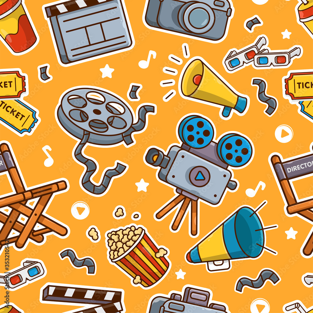 Pattern from vector cartoon movie icons. A pattern that can be used in ...
