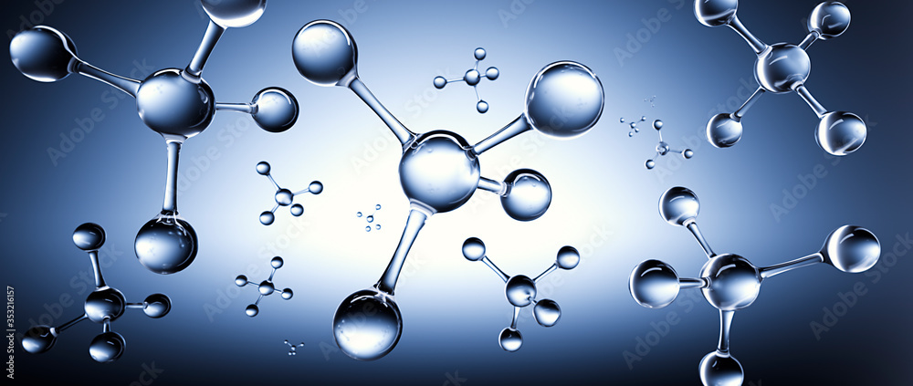 Stylized Methane Molecules floating with dark Background Stock ...