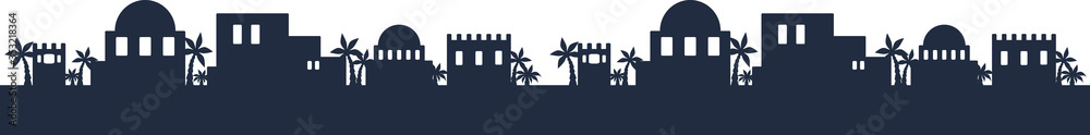 Vector Bethlehem Skyline Silhouette Seamless Pattern Border Stock ...