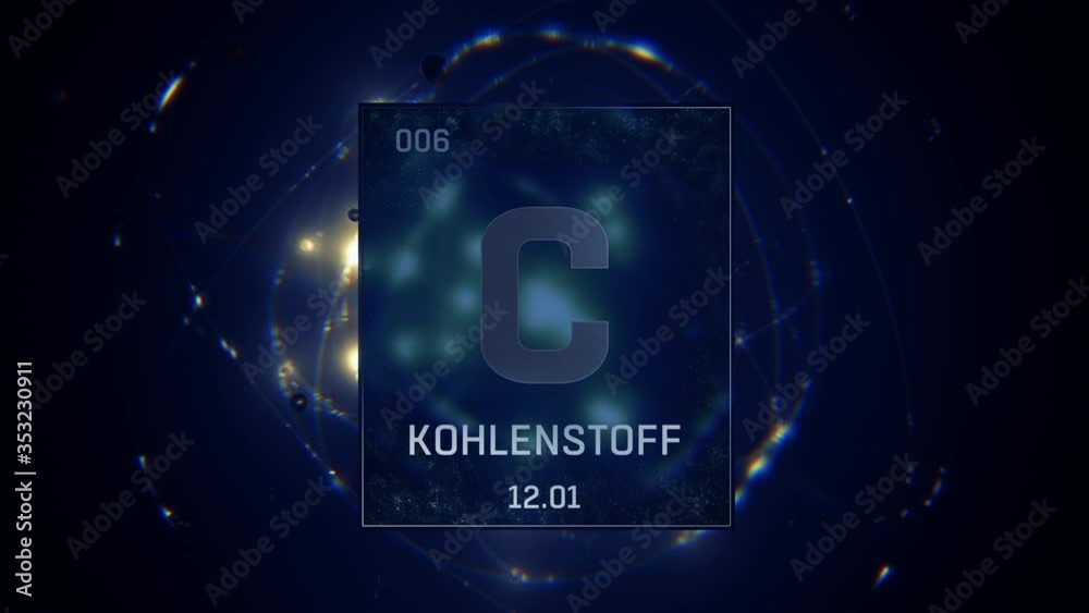 Carbon as Element 6 of the Periodic Table. Seamlessly looping 3D ...
