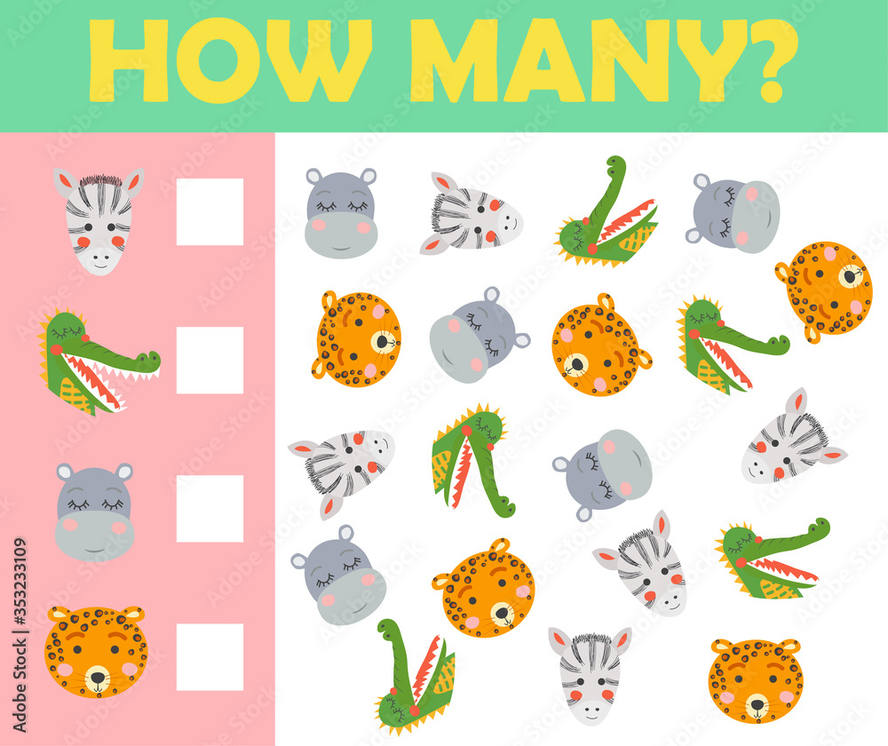 Cartoon Illustration of Education Mathematical Game of Animals Counting ...