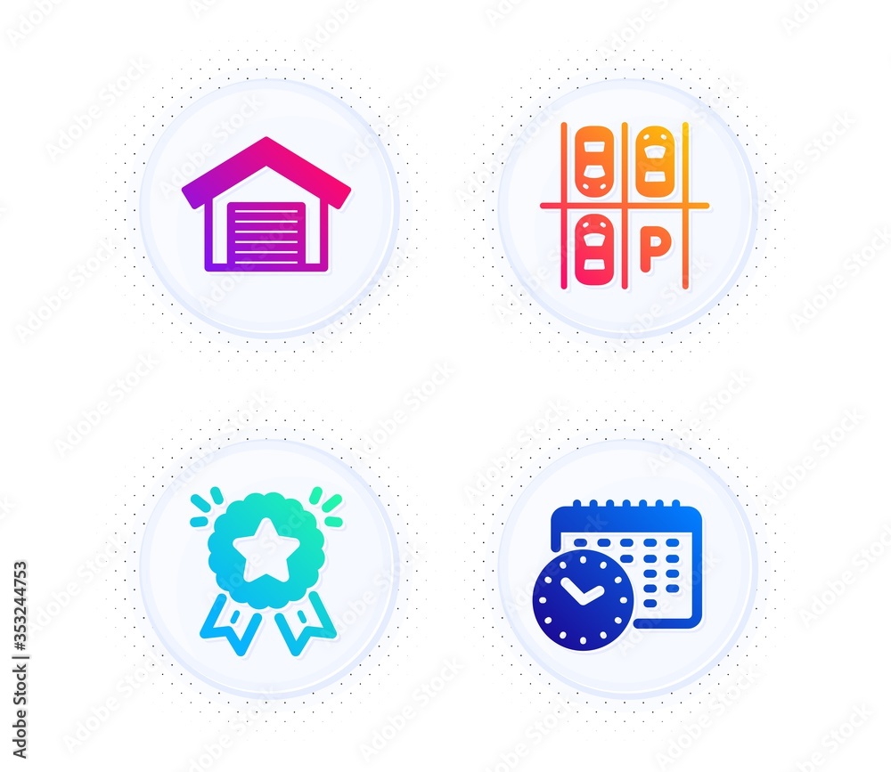 Ranking star, Parking place and Parking garage icons simple set. Button ...