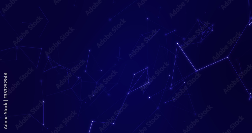 Abstract blue background motion transformation movement grow dots lines ...