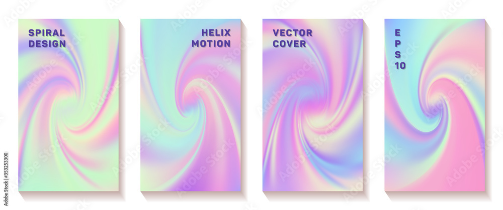 Gradient spiral rotation cover page templates set. Stock Vector | Adobe ...