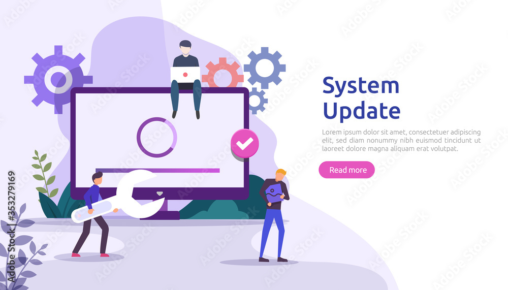 operation system update progress concept. data synchronize process and ...
