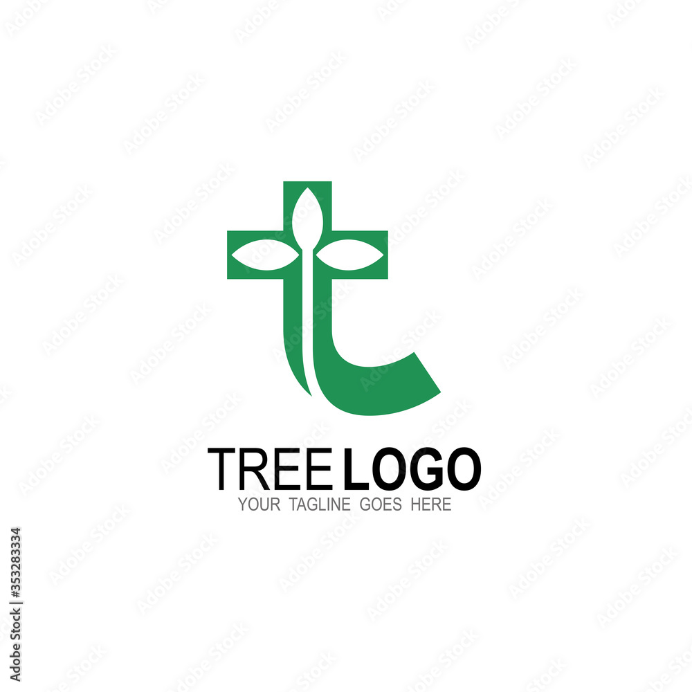 Letter T logo and tree design combination, Letter T tree logo with ...