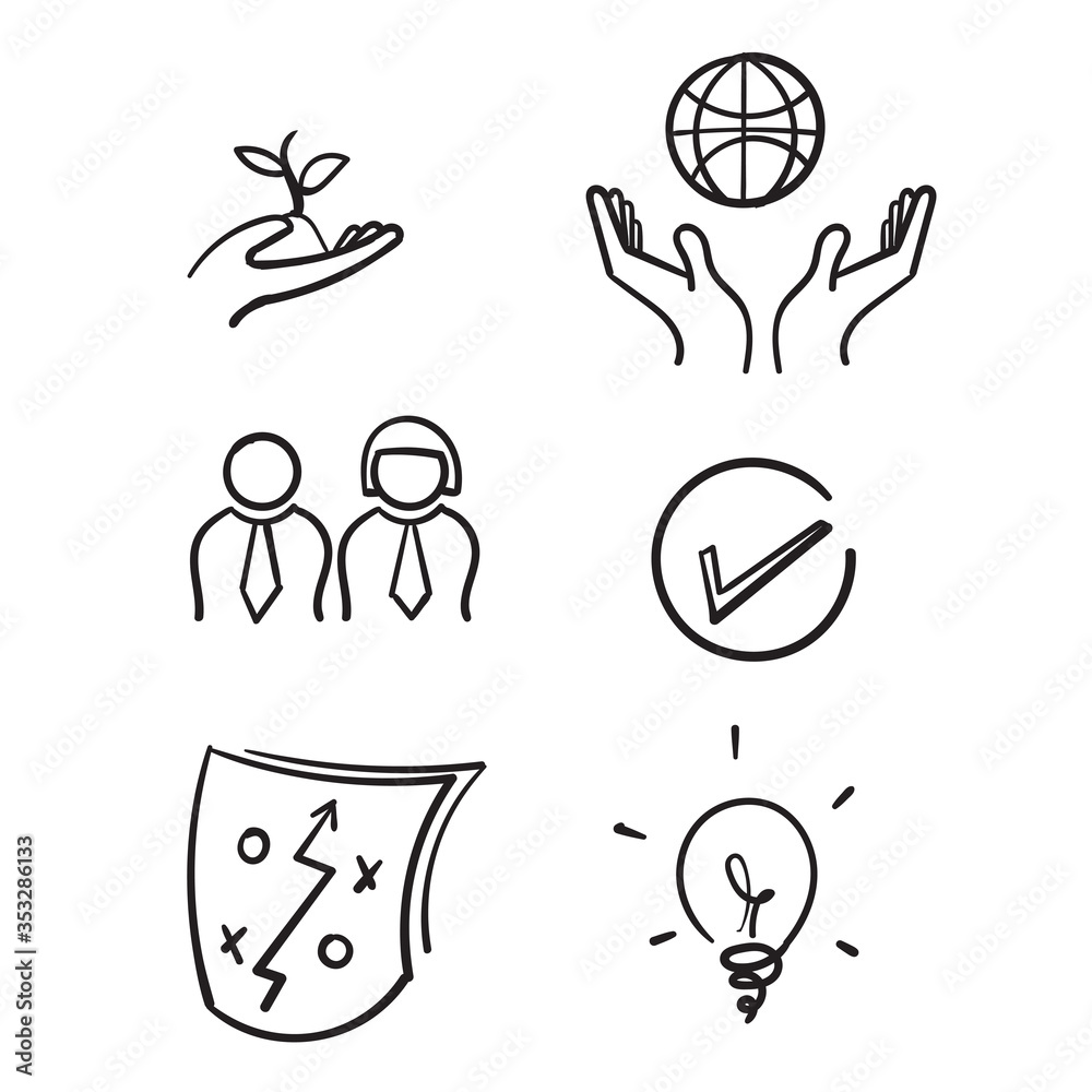 hand drawn Core Values symbol illustration. doodle Mission, integrity ...