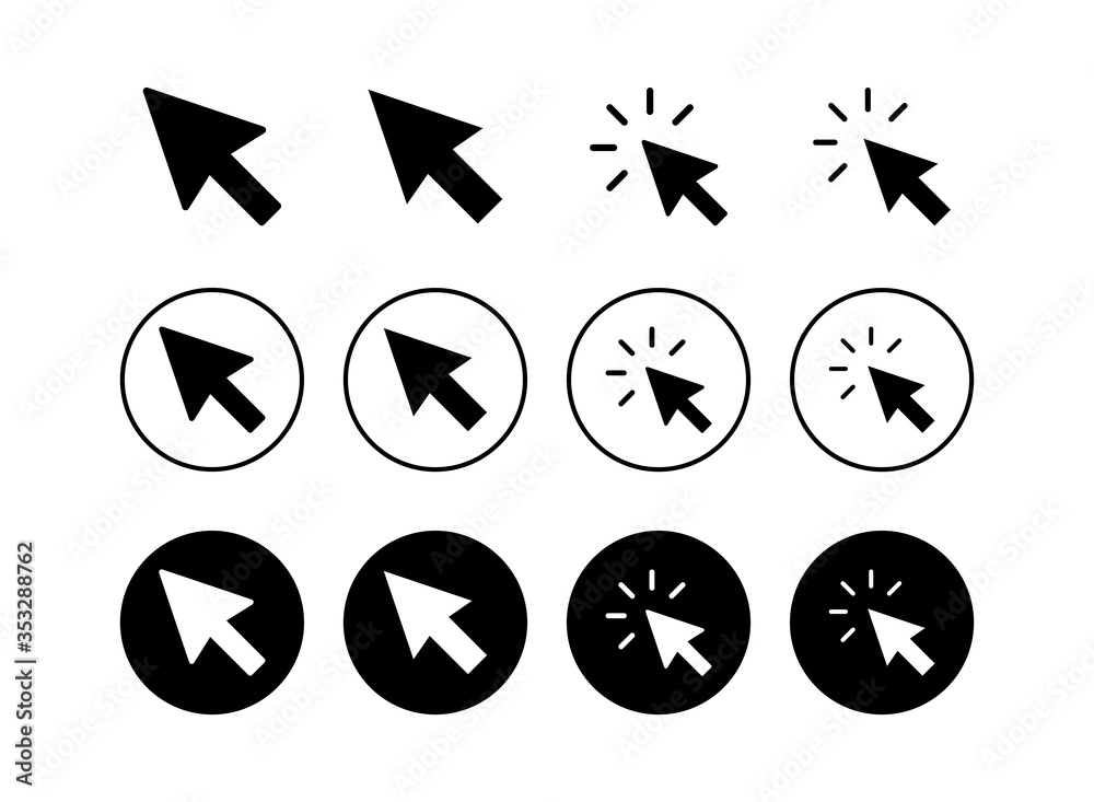 set of Click icons . Cursor icon. Computer mouse click cursor black ...
