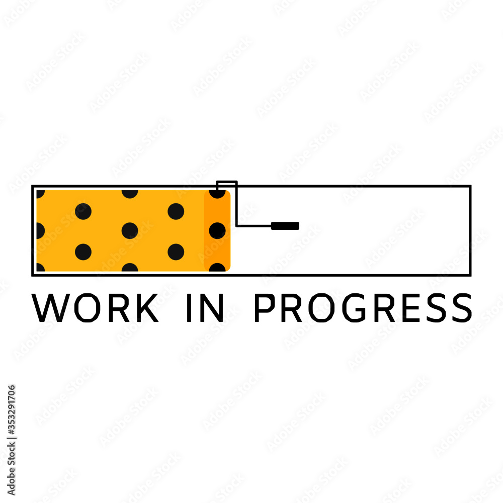 Work in progress warning sign with yellow and black poka dots style ...