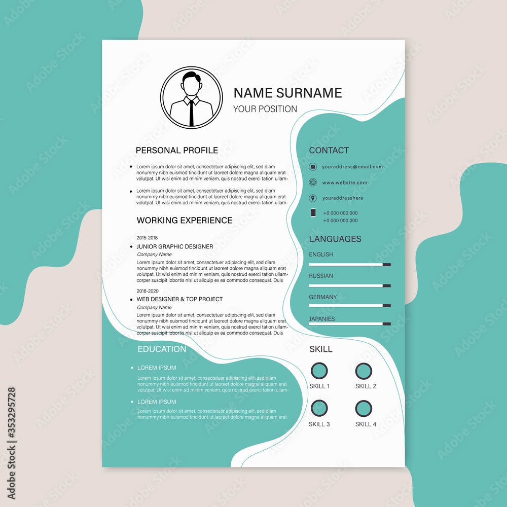 Beautiful CV / Resume template - vector minimalist - color resume cv ...