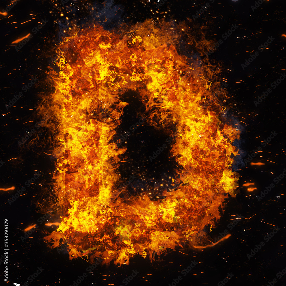 Letter D flame explosion shape with embers and sparks Stock ...