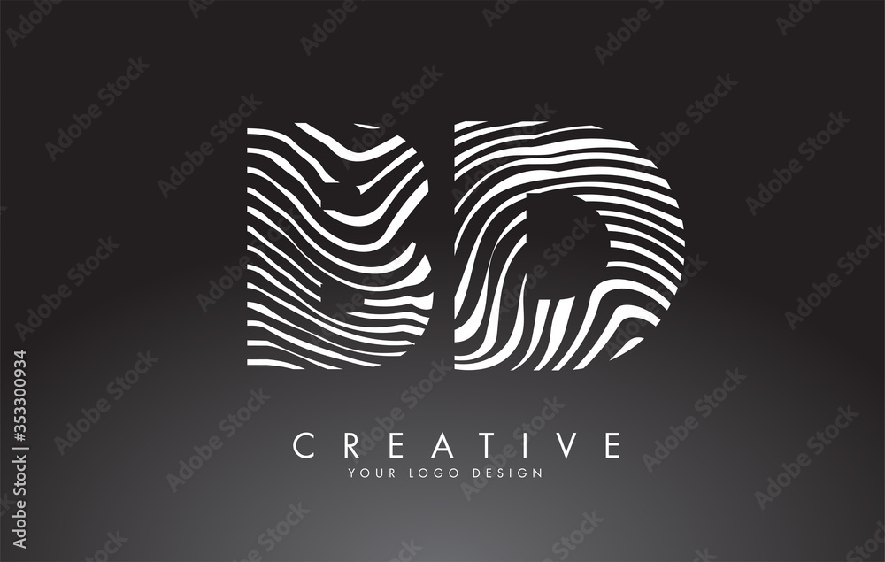 BD B D Letters Logo Design with Fingerprint, black and white wood or ...