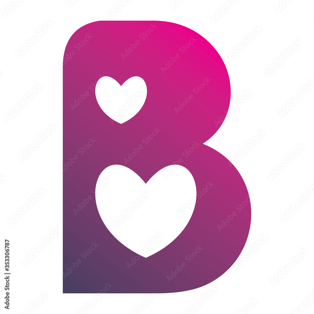letter b love hearth logo design Stock Vector | Adobe Stock
