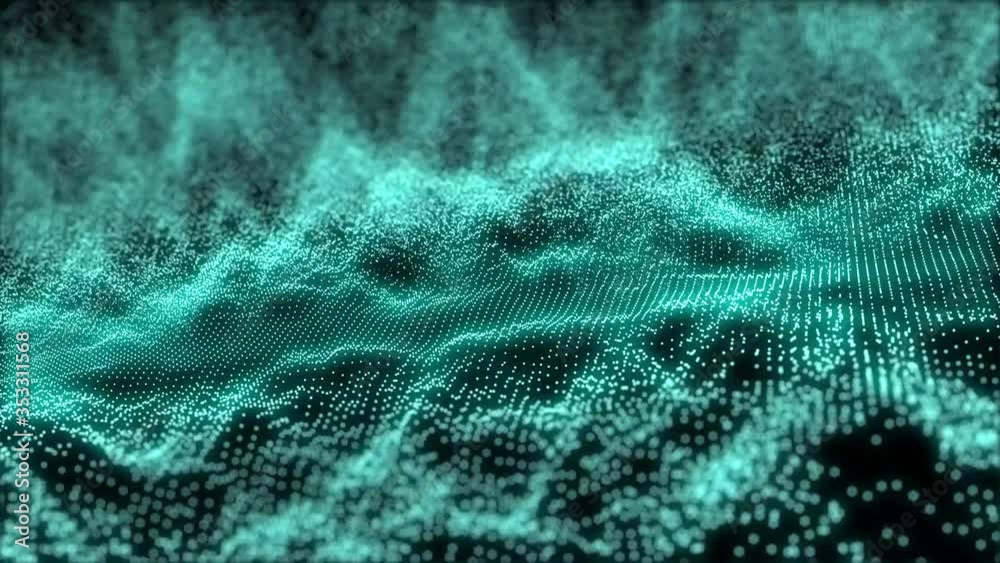 Futuristic particle wave. 4K Abstract blue motion background. data ...