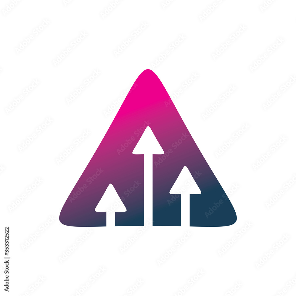 full color triangle pyramid triple arrow group team logo design Stock ...