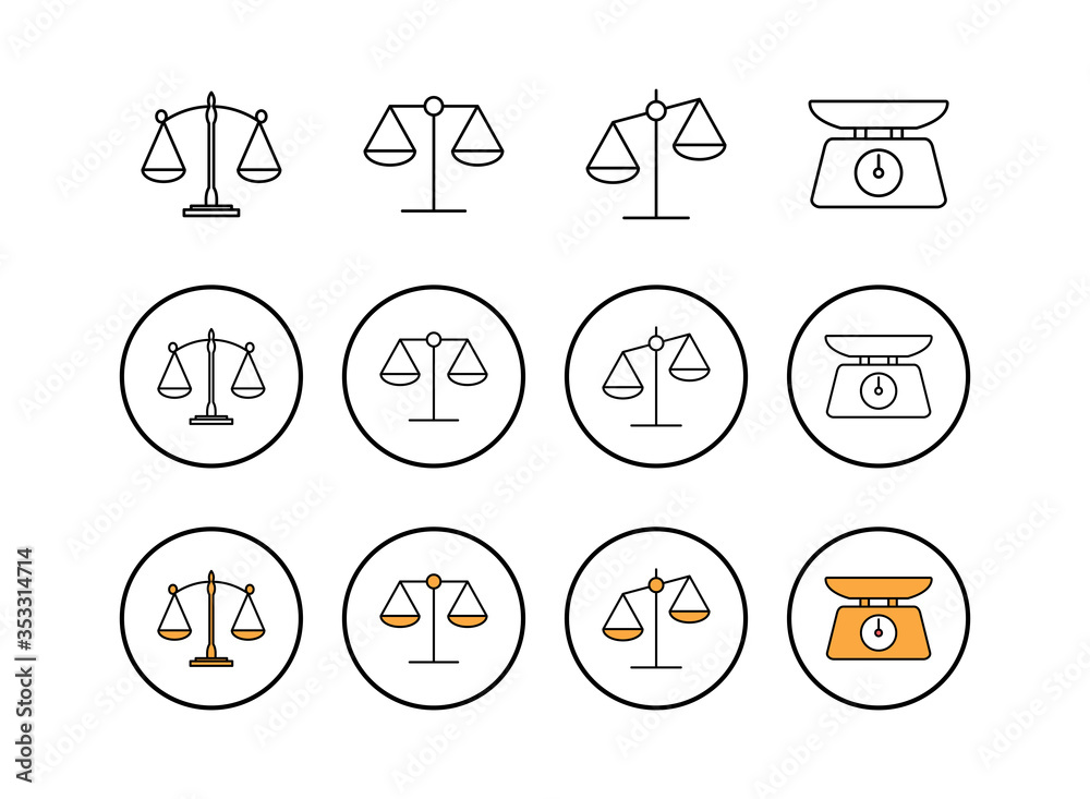 Set of Scales icons. Law scale icon. Scales vector icon. Justice Stock ...