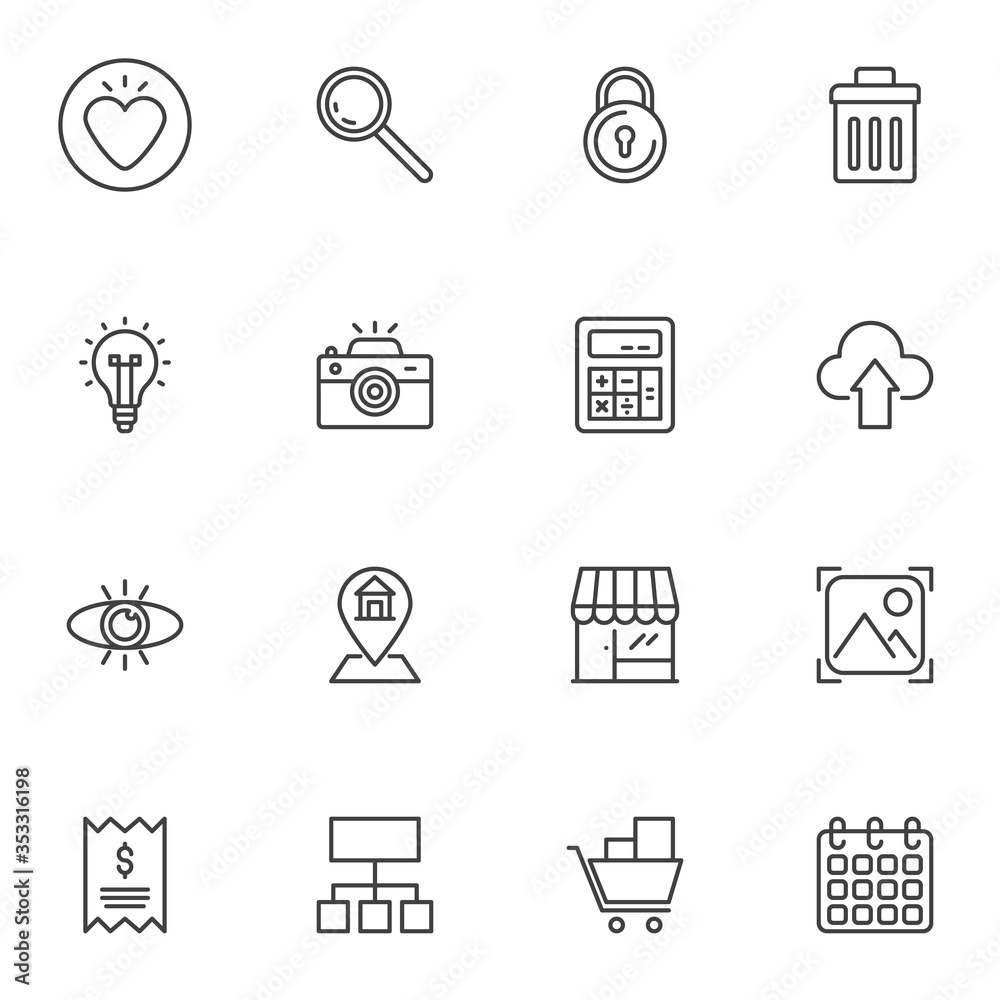 Universal UI line icons set, outline vector symbol collection, linear ...