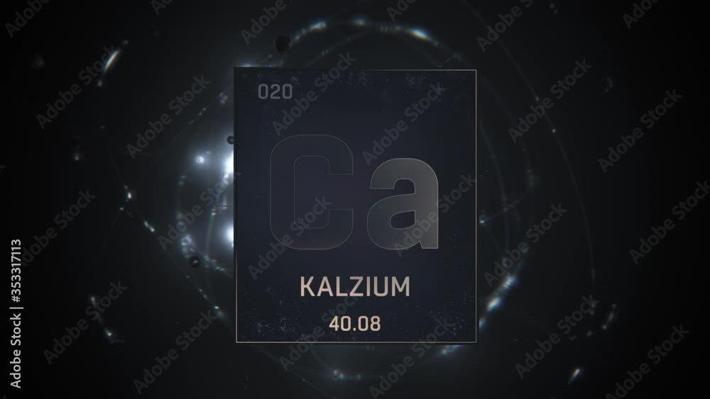 Calcium as Element 20 of the Periodic Table. Seamlessly looping 3D ...