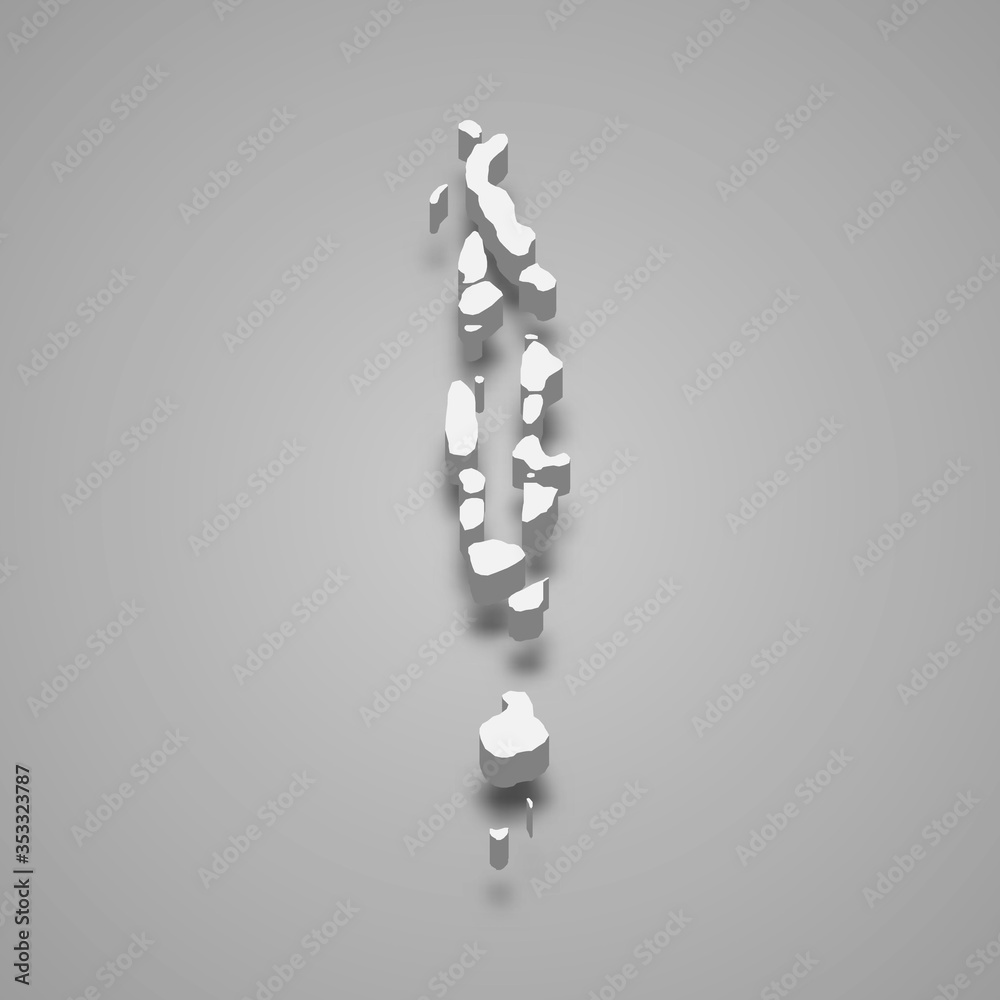 Maldives 3d map with borders Template for your design Stock Vector ...