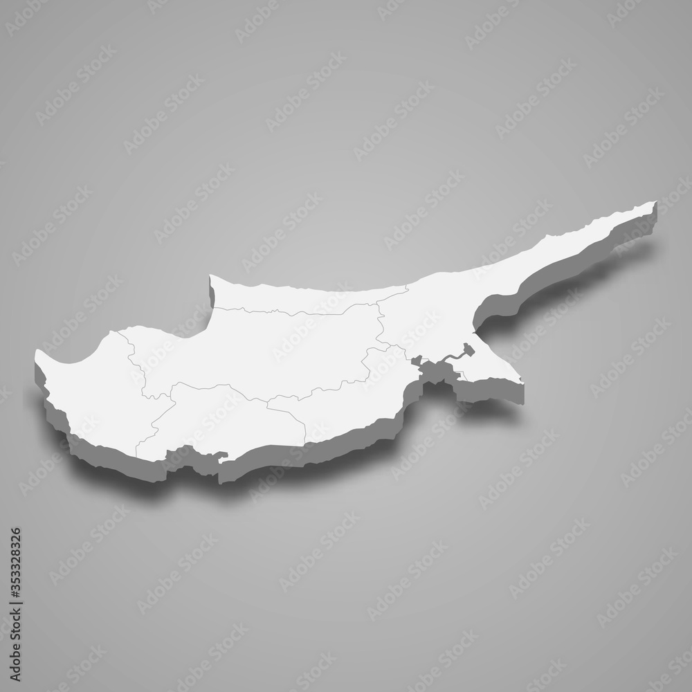 cyprus 3d map with borders Template for your design vector de Stock ...