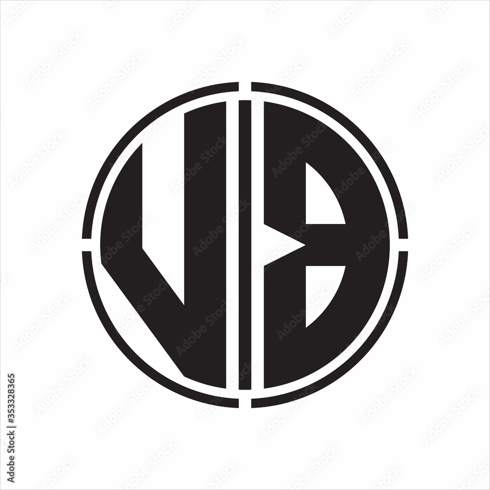 VB Logo initial with circle line cut design template on white ...