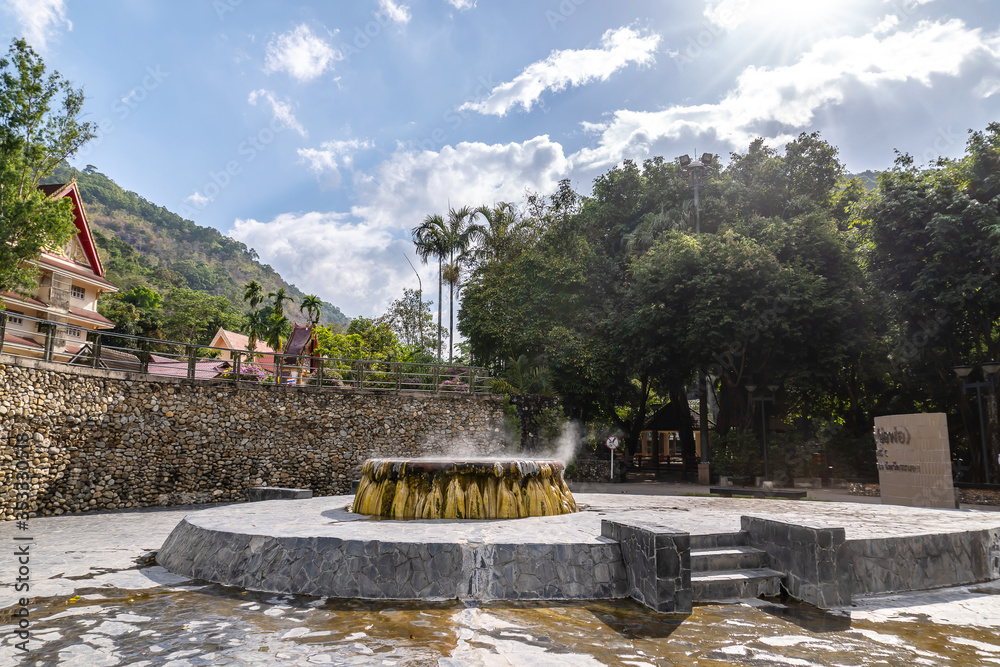 Famous natural hot spring well in Raksa Warin public park, Ranong ...