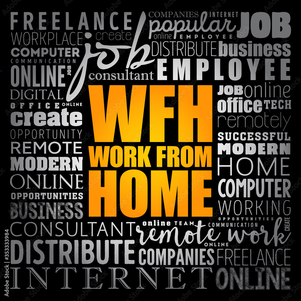 WFH - Work From Home word cloud, business concept background Stock Vector | Adobe Stock